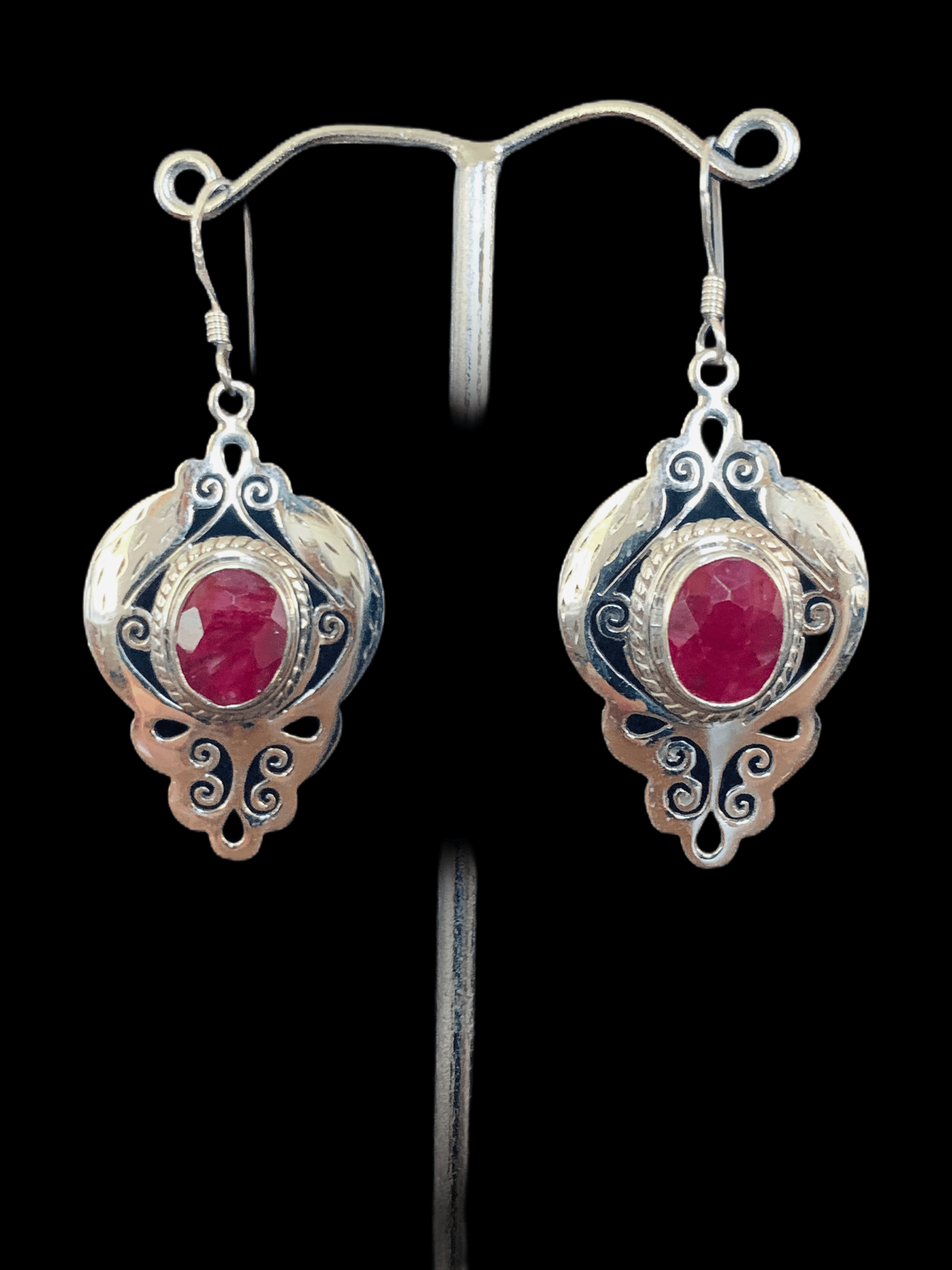 Vermillion Ruby Earrings - Floating Lotus